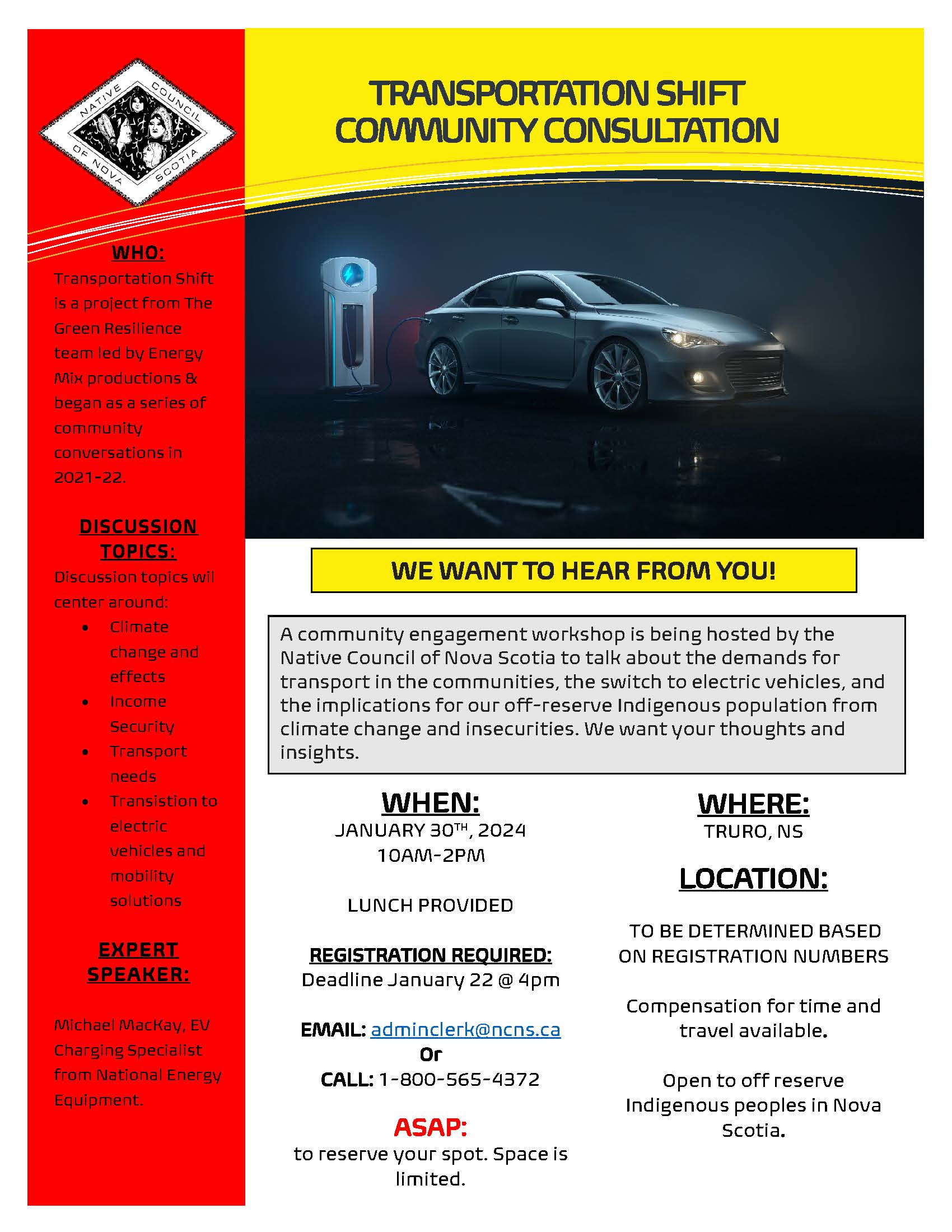 Transportation Shift: Community Consultation – Native Council of Nova Scotia